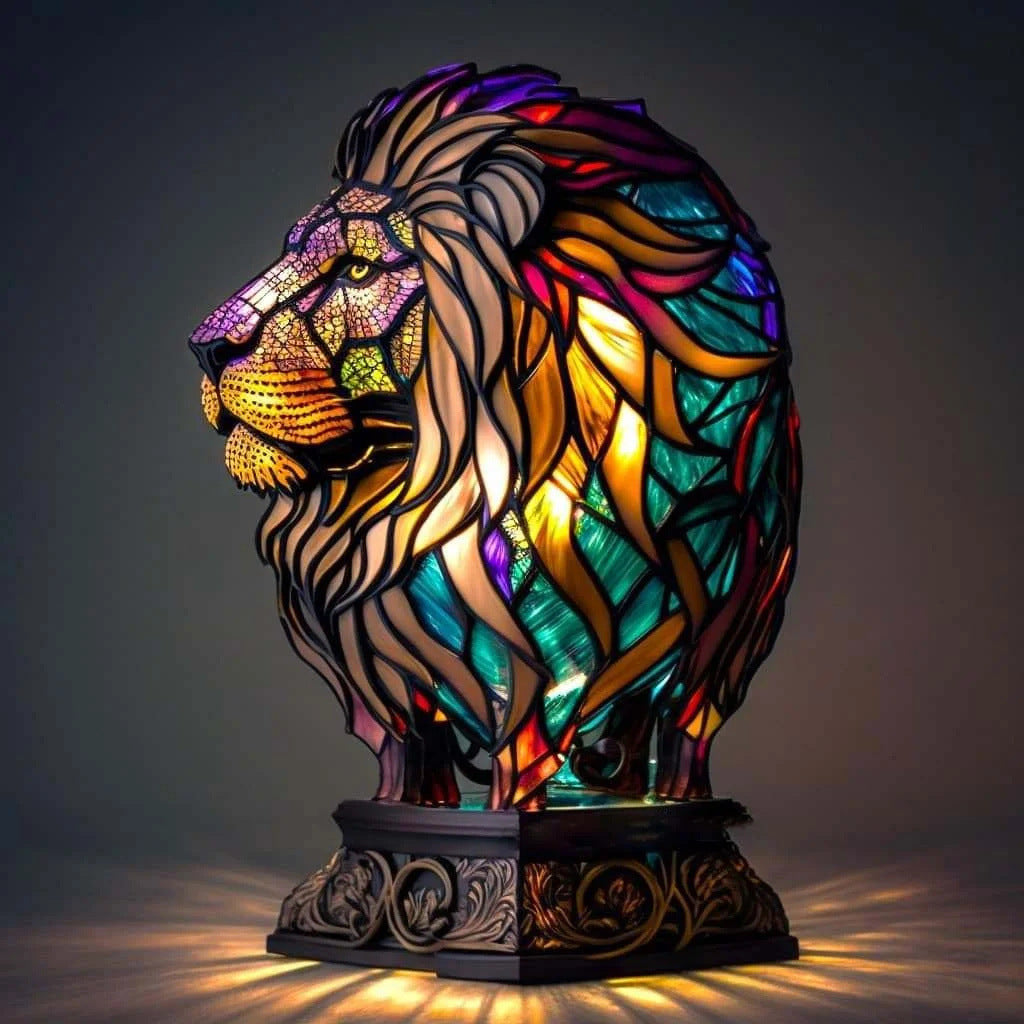 Minette – Lampe Lion Magique en Verre Coloré – Sophie Lyon